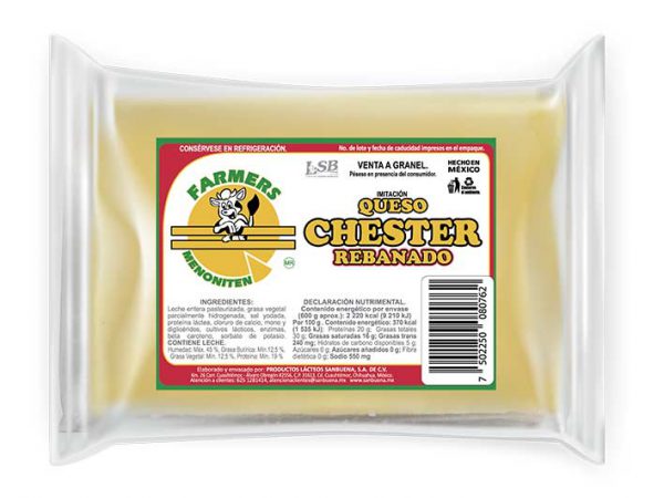 REBANADO IMITACIÓN QUESO CHESTER FARMERS MENONITEN 600 g - Productos ...