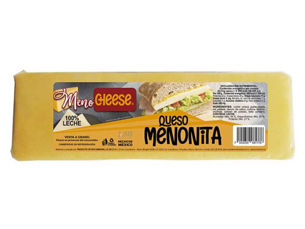 BARRA QUESO MENONITA MENO CHEESE 2,5 kg - Productos Lácteos Sanbuena